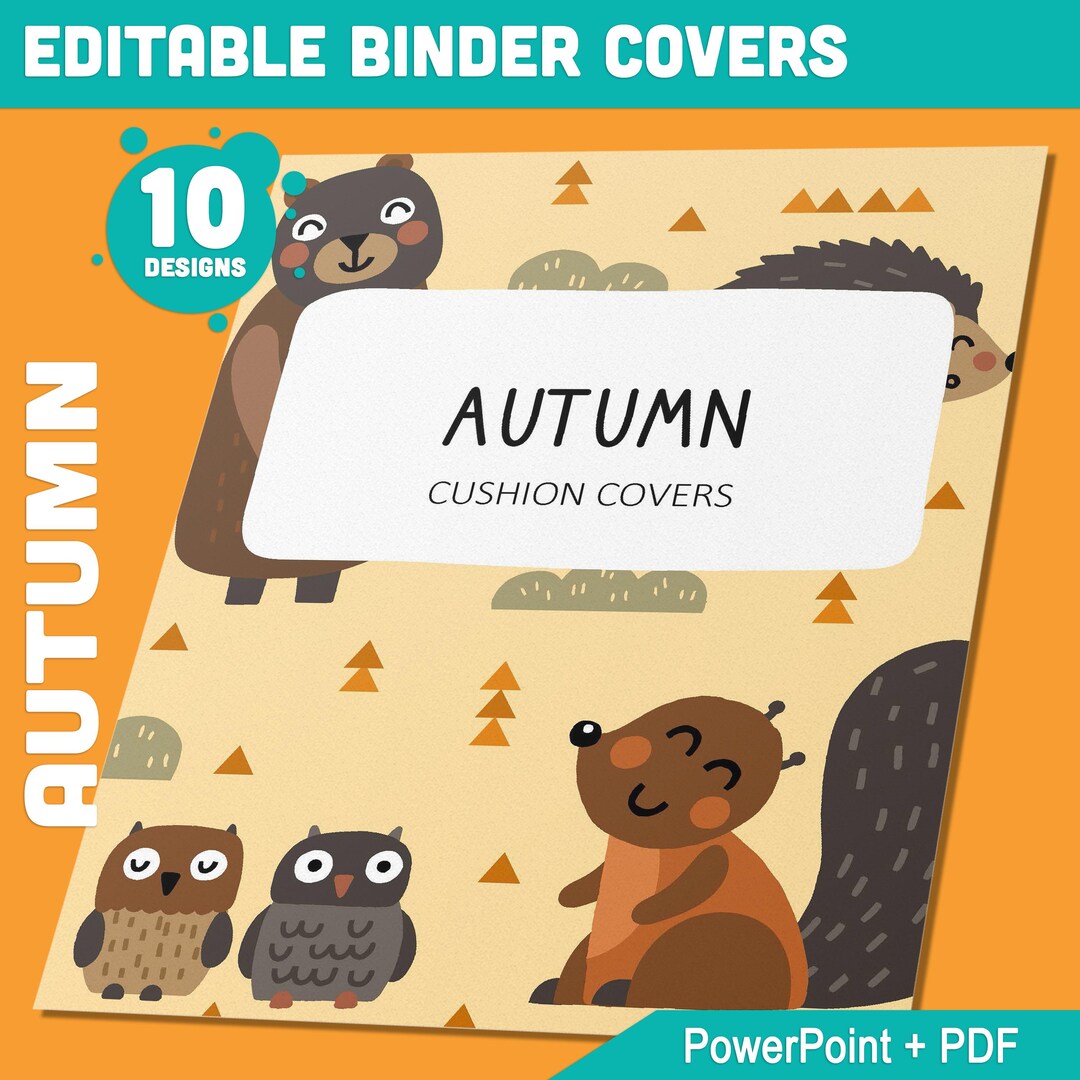 10 Editable Autumn Binder Covers, Includes 1, 1.5, 2" Spines, Available ...