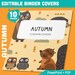 10 Editable Autumn Binder Covers, Includes 1, 1.5, 2" Spines, Available ...