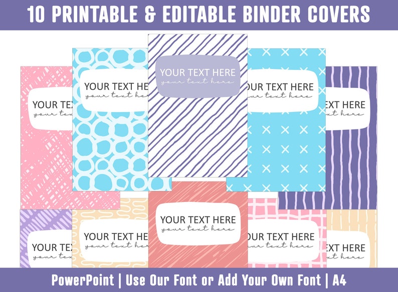 Powerpoint Binder Covers, 10 Printable/editable Abstract Doodle ...