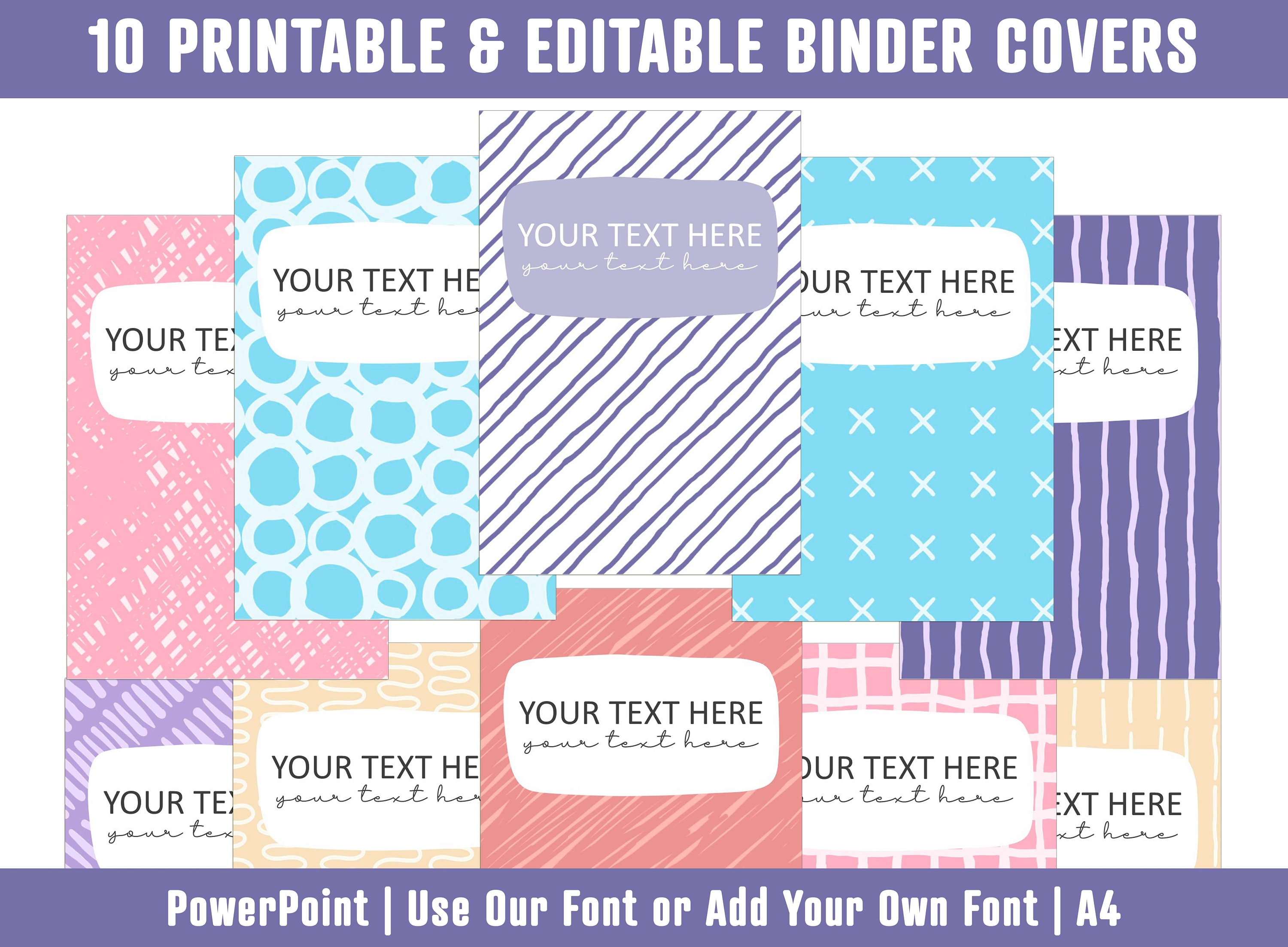 Powerpoint Binder Covers, 10 Printable/editable Abstract Doodle ...