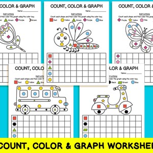 40 Count, Color & Graph Worksheets, Count and Graph Shapes Worksheets ...