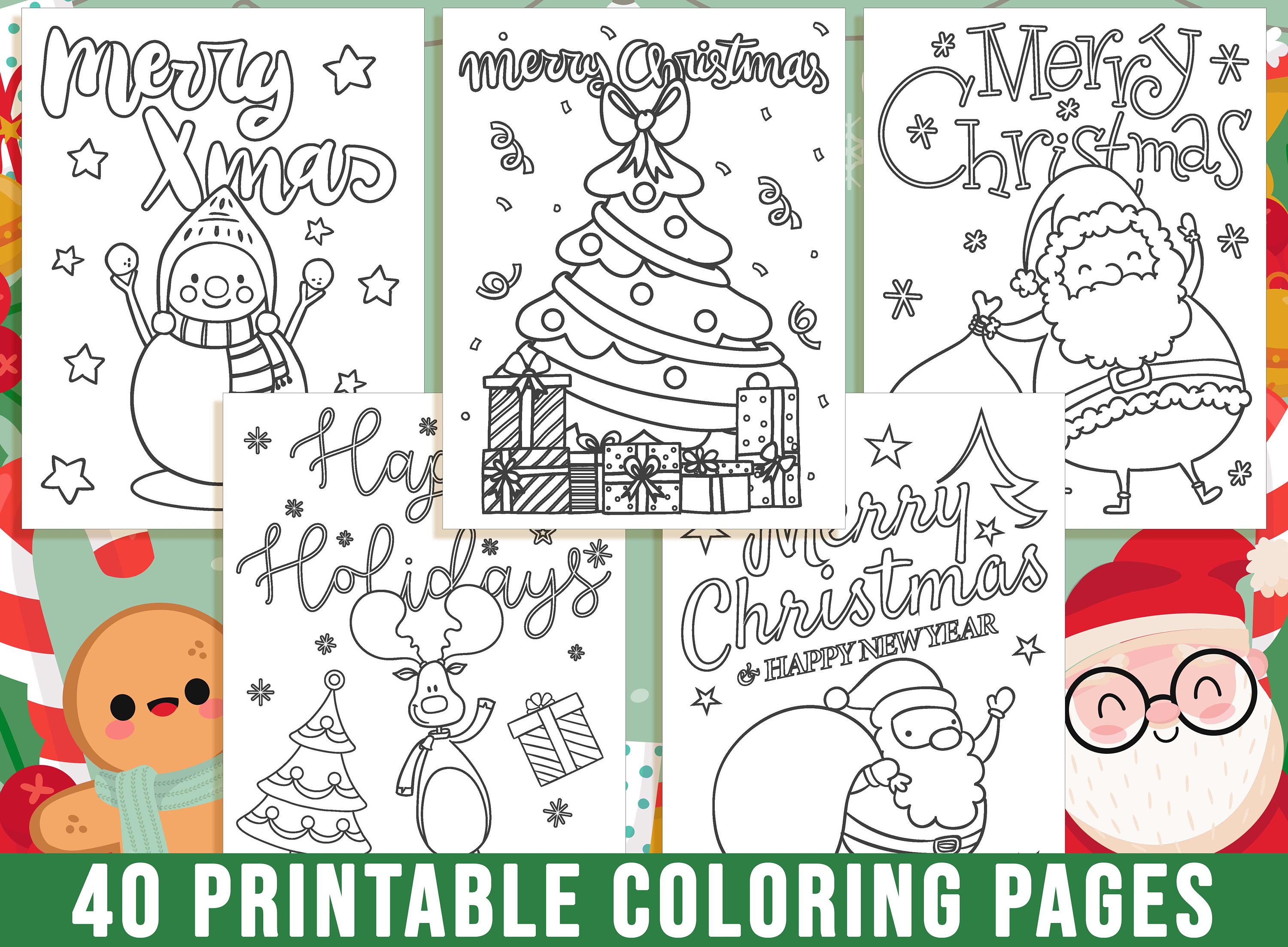 Christmas Coloring Book 40 Printable Christmas Coloring Pages - Etsy