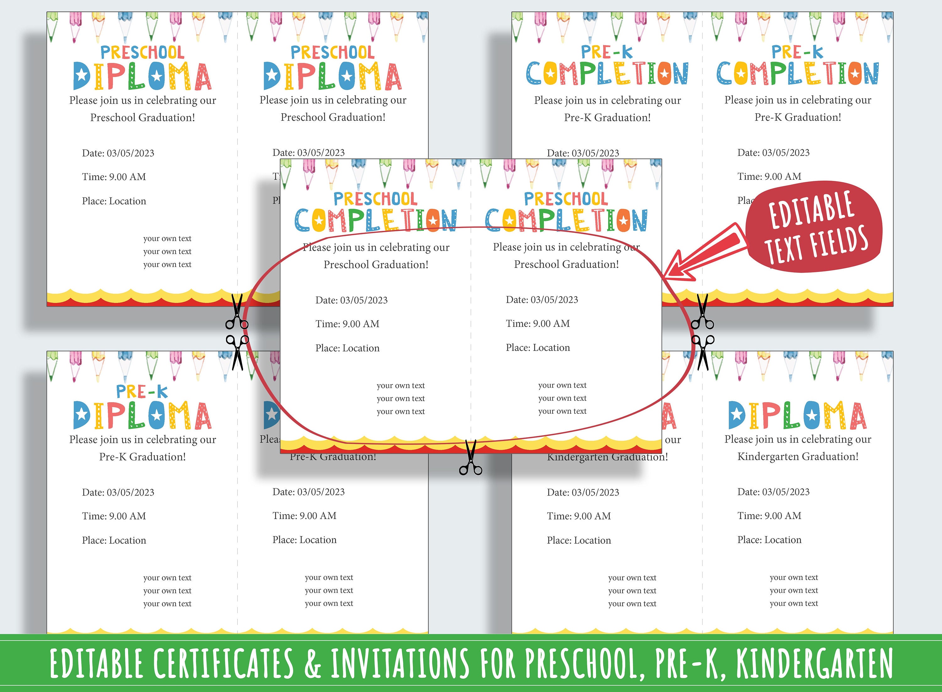 Fun and Colorful Certificate and Invitation Collection: 37 Editable ...