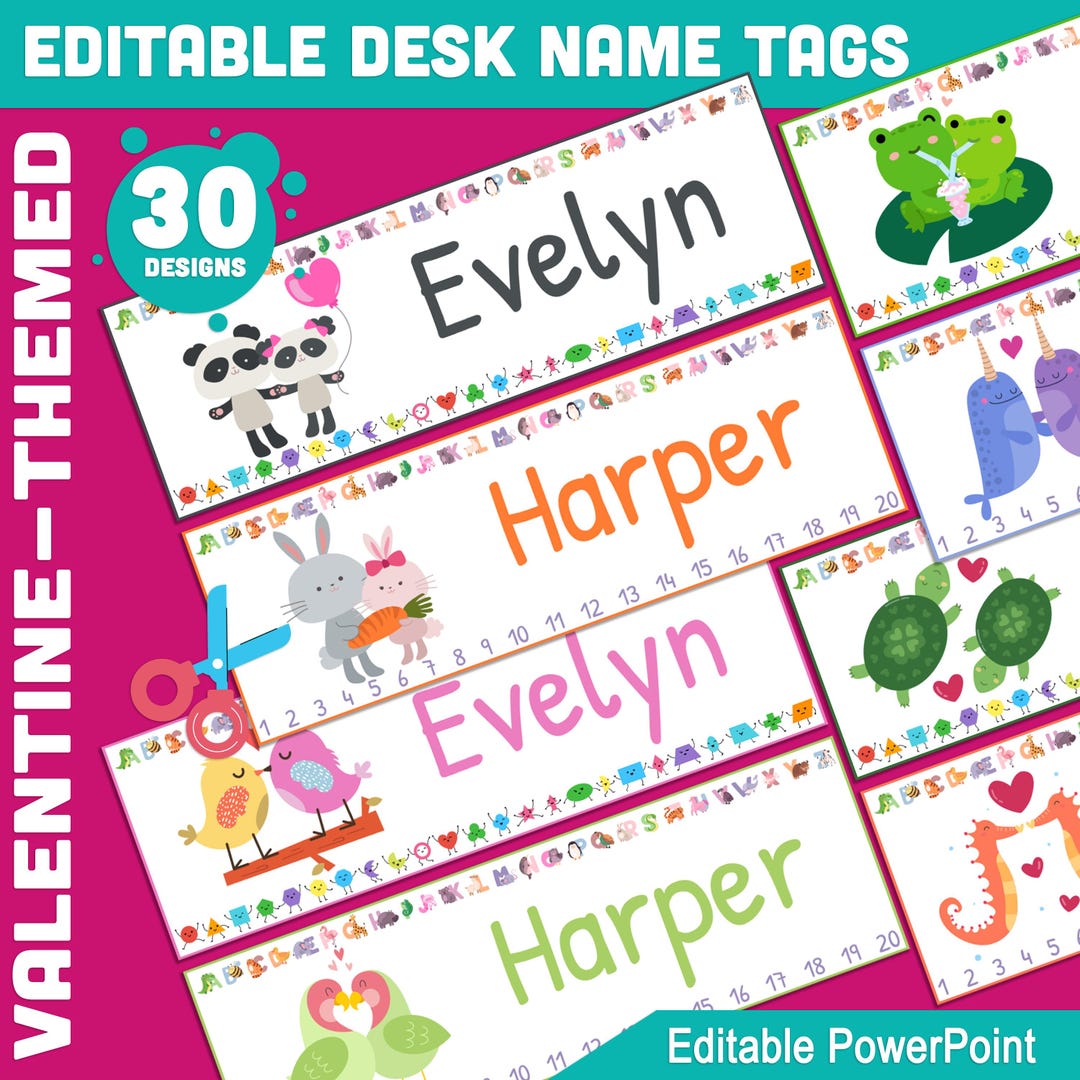 Valentine-themed Editable Desk Name Tags for Students: 30 Fun Designs ...