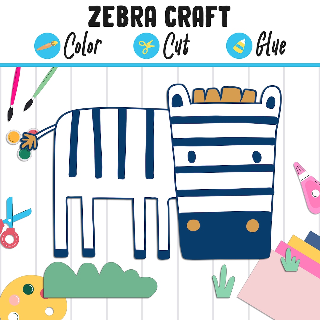 Simple Zebra Craft for Kids : Color, Cut, and Glue, a Fun Activity for ...