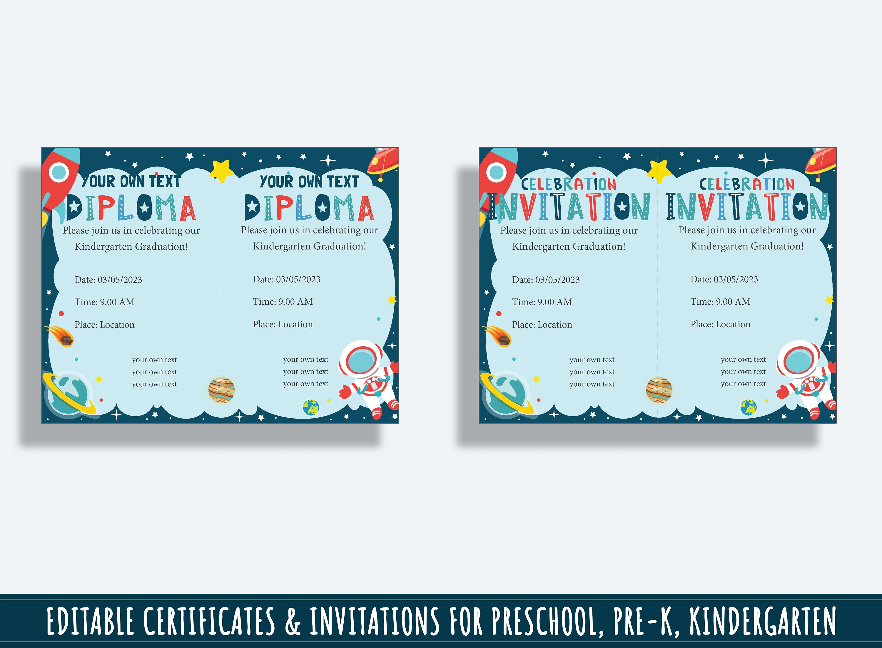 Pre K Graduation Certificate, Editable End of Year Diplomas ...