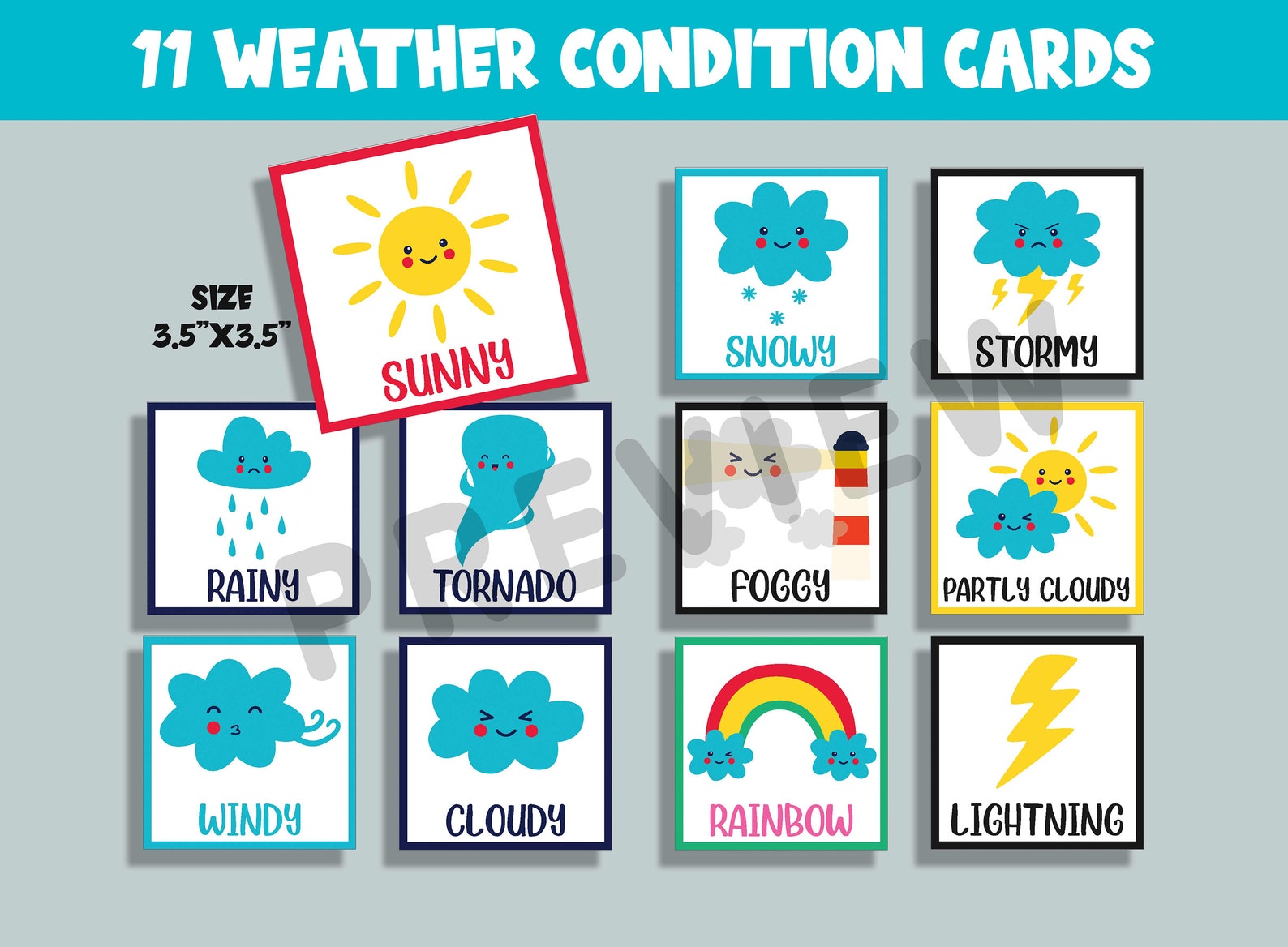 Daily Weather Cards, Weather Graph and Weather Chart Labels for ...