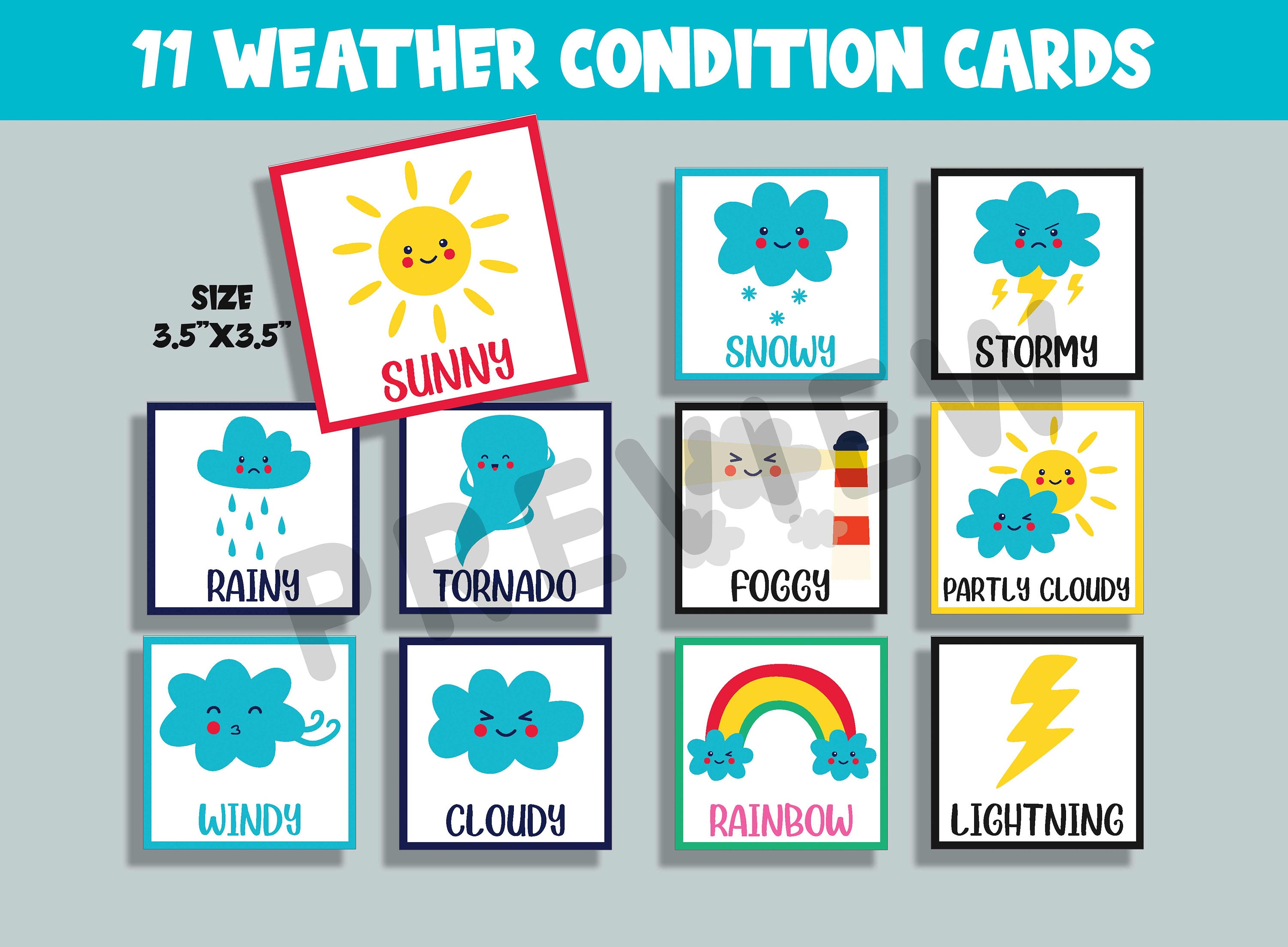 Daily Weather Cards, Weather Graph and Weather Chart Labels for ...