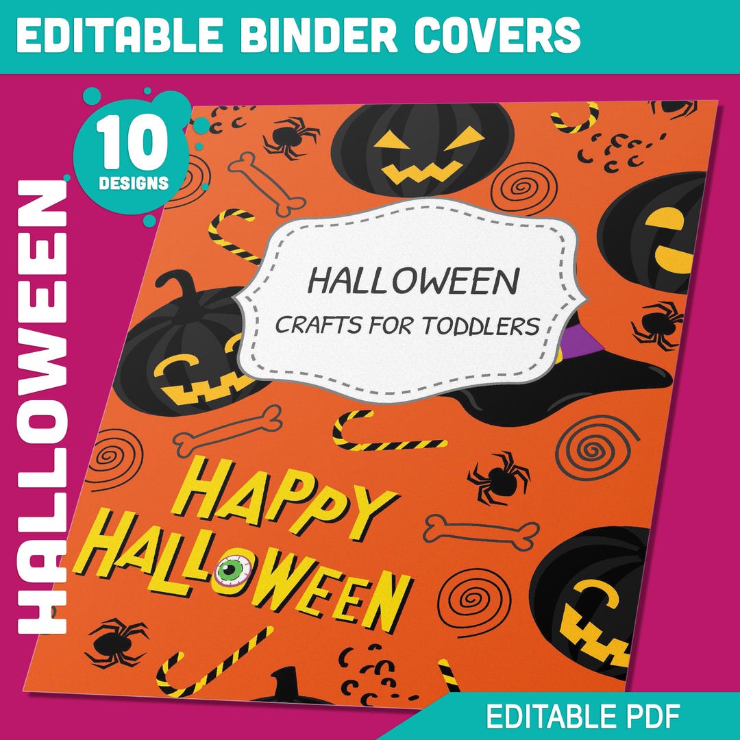 Halloween Cartoon Trick or Treat Binder Cover, 10 Printable & Editable ...