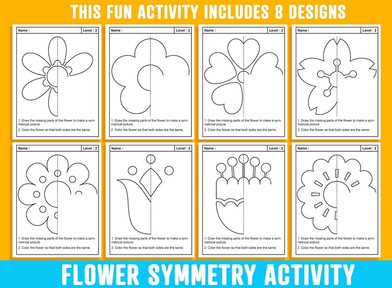 Flower Activities Lines of Symmetry Spring/summer Flower - Etsy