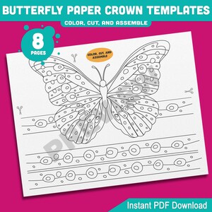 Butterfly Paper Crown Templates – Printable Spring Headband Craft for ...