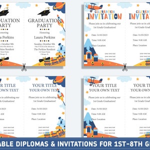 Editable 1st Grade Awards, 1st to 8th Grade Diploma, Certificate of ...