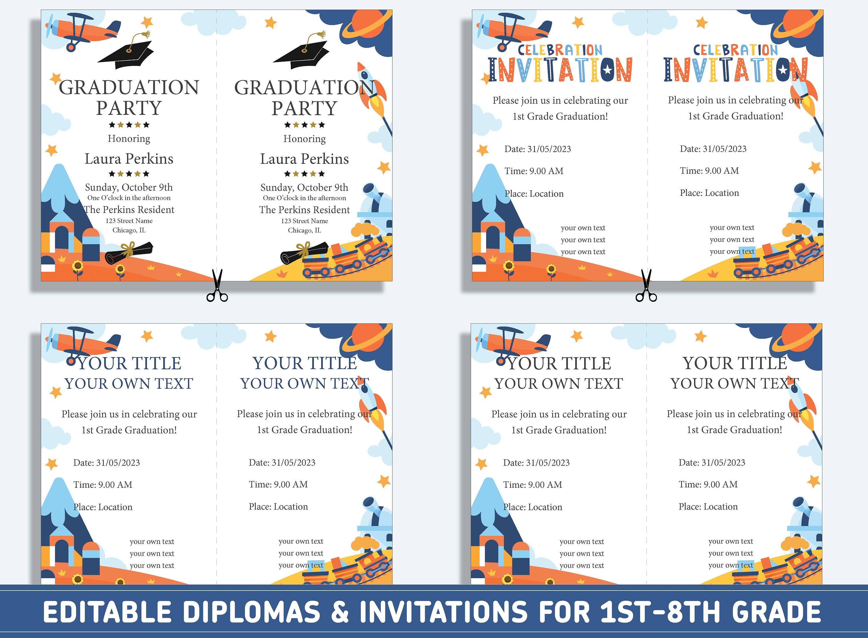 Editable 1st Grade Awards, 1st to 8th Grade Diploma, Certificate of ...
