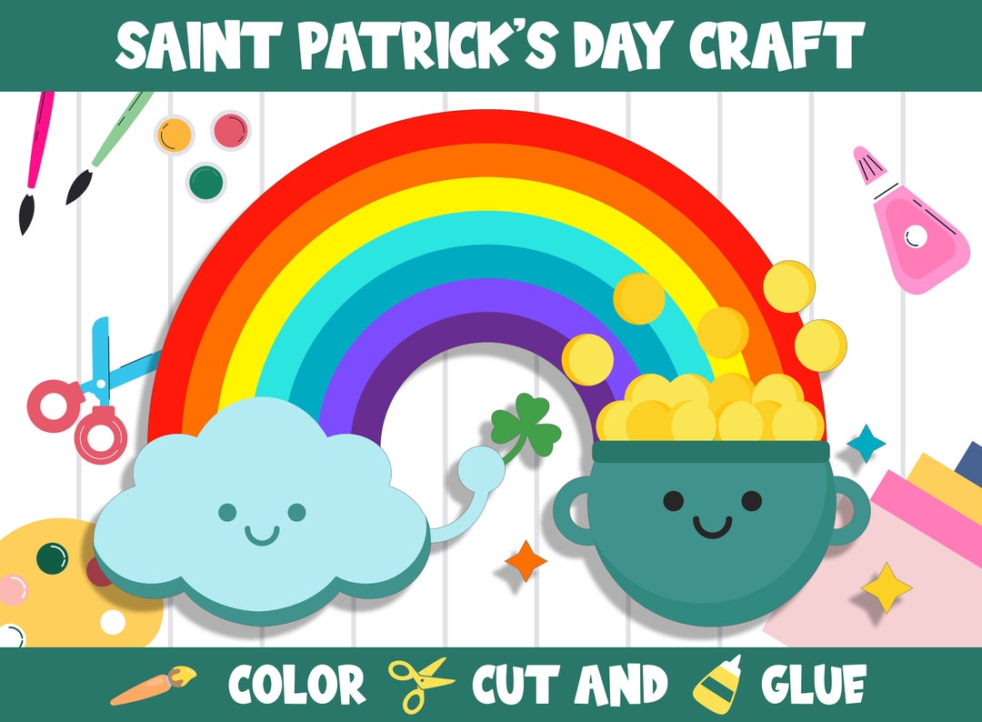Saint Patrick's Day Rainbow Craft Activity : Color, Cut, and Glue for ...