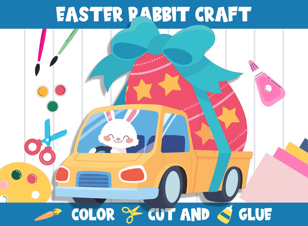 Printable Easter Rabbit Craft Activity - Color, Cut, and Glue for Prek ...