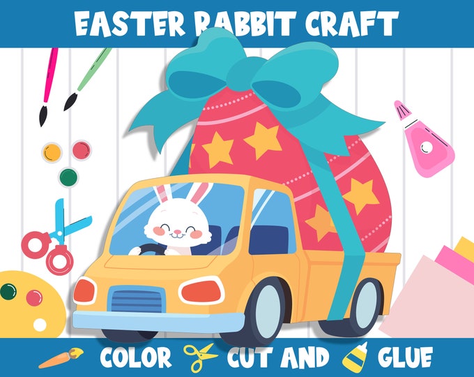 Easter Egg Surprise Craft Printable Color Cut and Glue Bunny Coloring ...