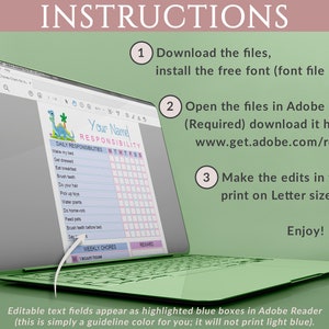 Chore Chart for Kids Custom, Responsibility Chart Printable, Fully ...