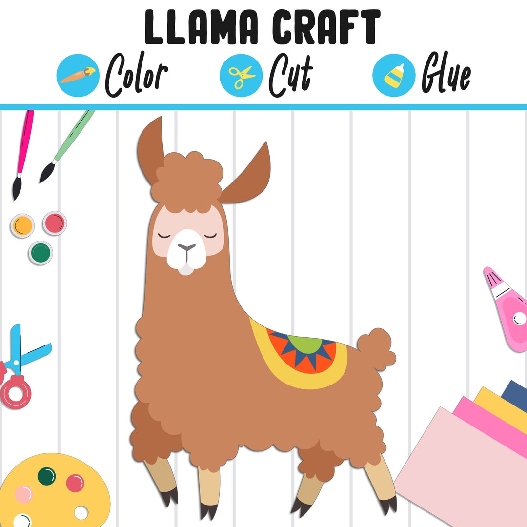 Llama Craft for Kids : Color, Cut, and Glue, a Fun Activity for ...