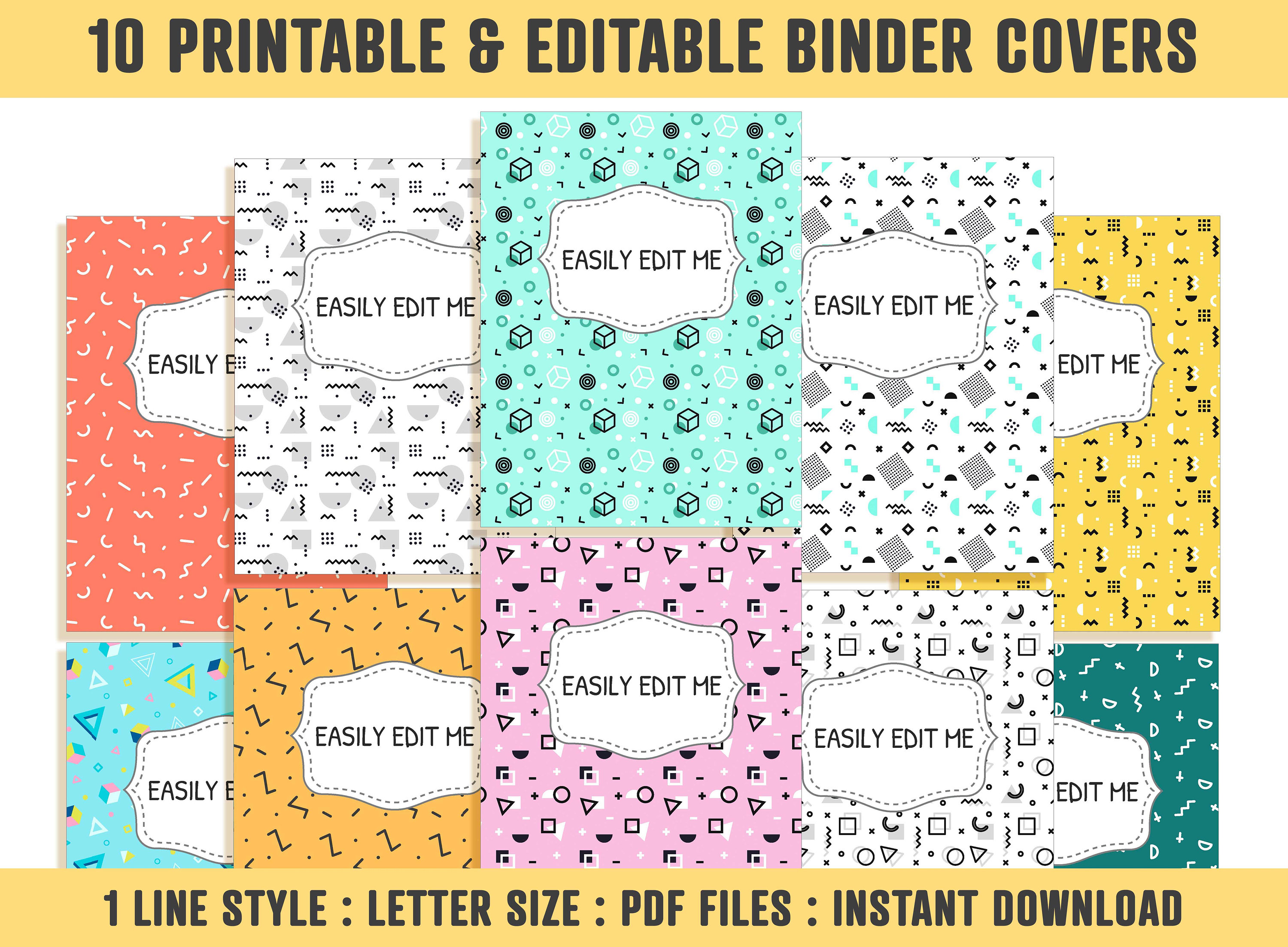 Binder Cover Printable 10 Editable Coversspines Teacher - Etsy