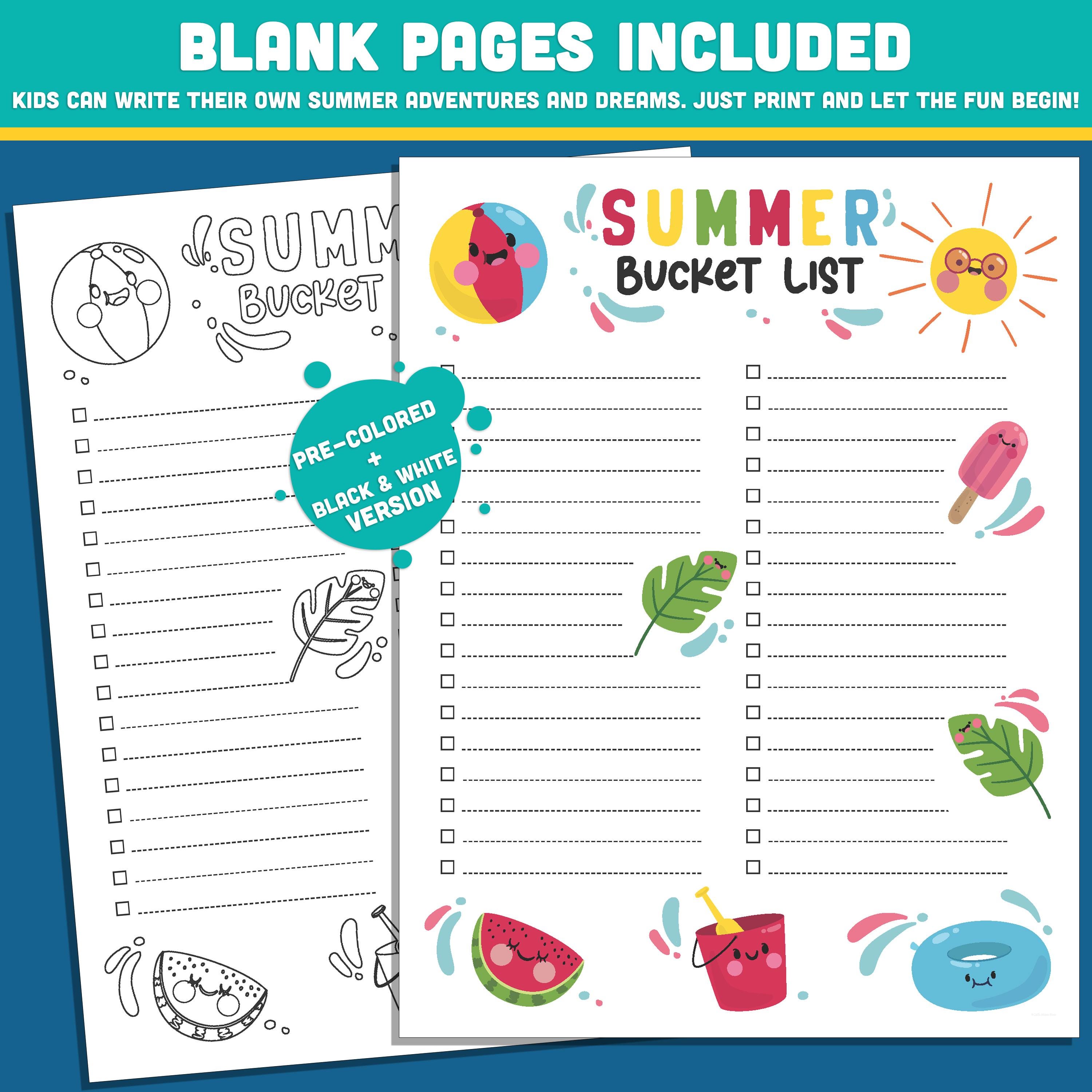 Editable Summer Bucket List Template for Classroom: Printable Kids ...