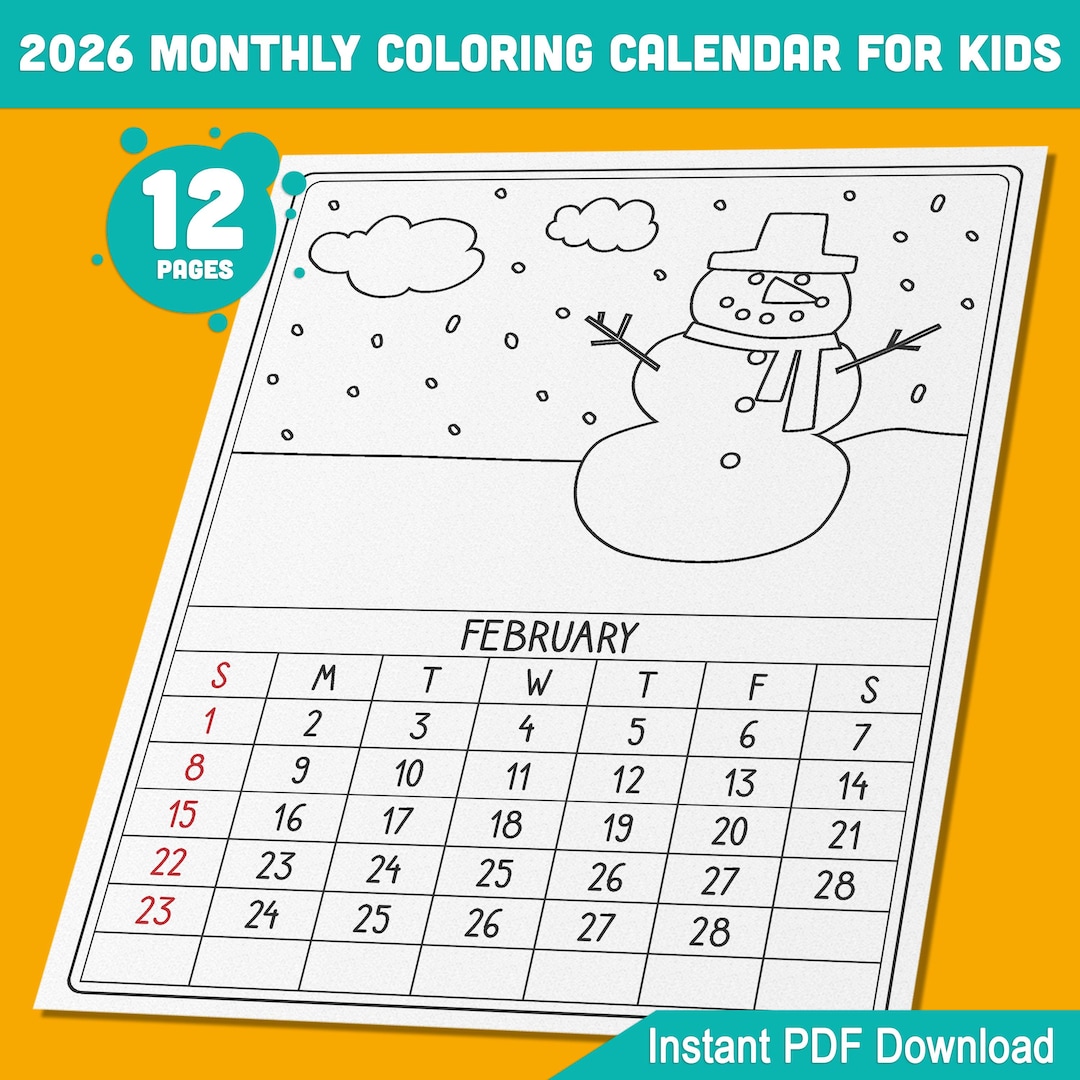 2026 Calendar Coloring Activity: Fun and Creative Monthly Themes ...