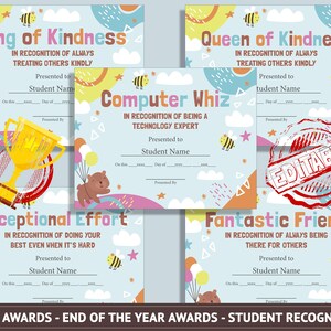 Editable End of the Year Classroom Awards - Student Recognition, PDF ...