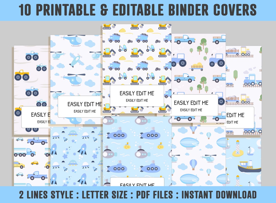 Binder Cover for Kids 10 Coversspines Binder Cover - Etsy
