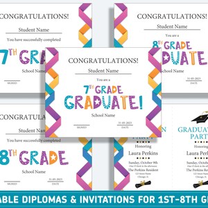 Editable 6th Grade Diploma, 1st to 8th Grade Diploma, Certificate of ...