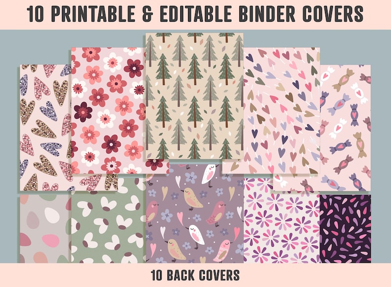 Soft Pastel Colors Binder Cover, 10 Printable Editable Covers + Spines ...