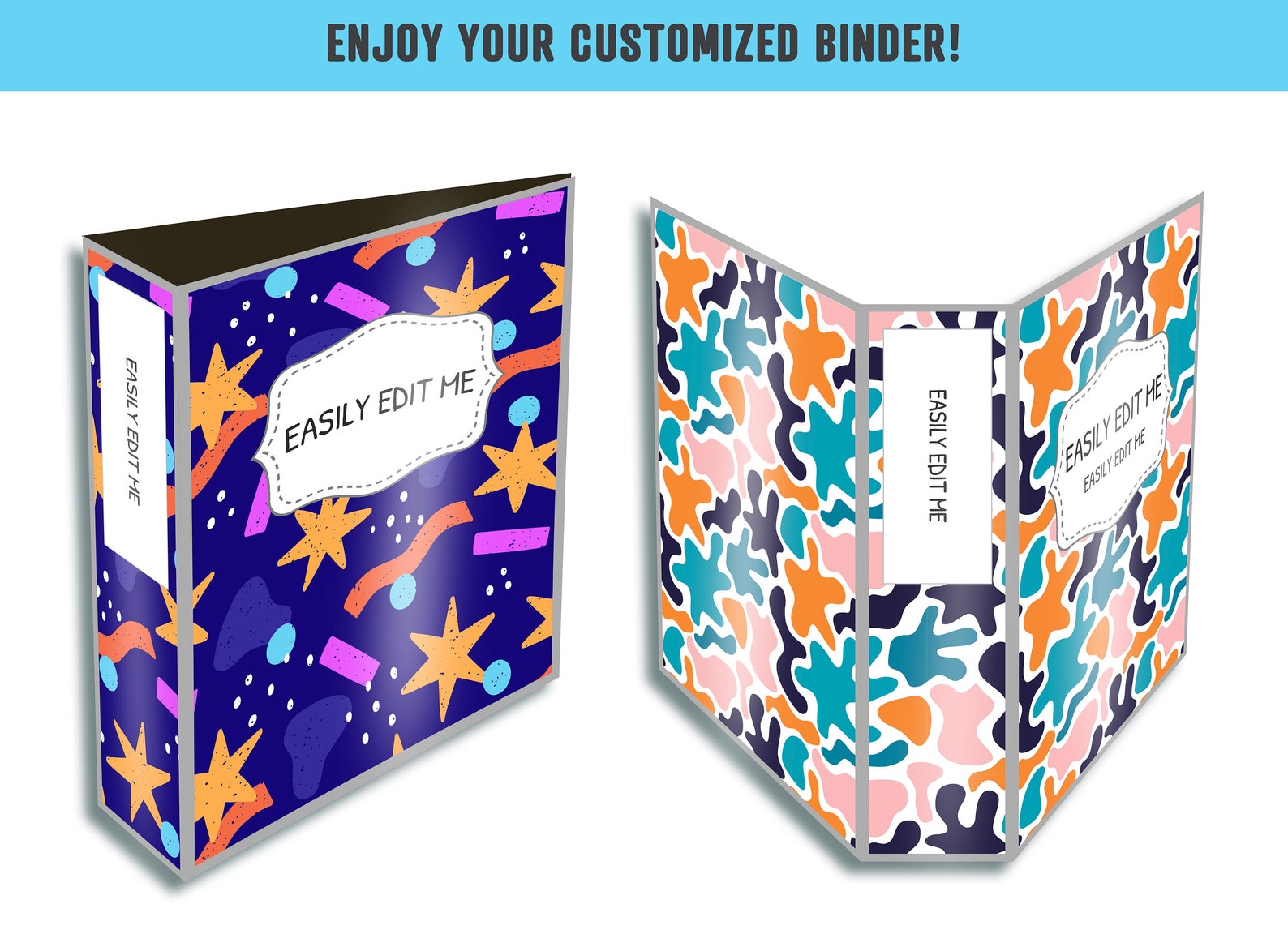 Abstract Binder Cover 10 Printable & Editable Coversspines - Etsy
