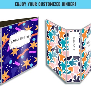 Abstract Binder Cover, 10 Printable & Editable Coversspines, Binder ...