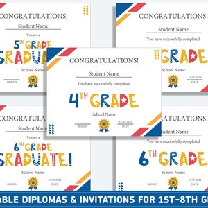 Editable 4th Grade Awards, 1st to 8th Grade Diploma, Certificate of ...