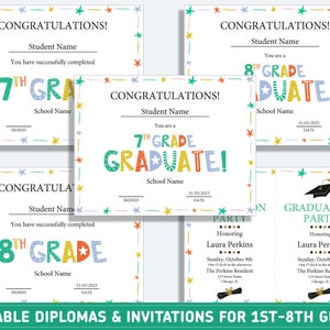 Editable 2nd Grade Awards, 1st to 8th Grade Diploma, Certificate of ...