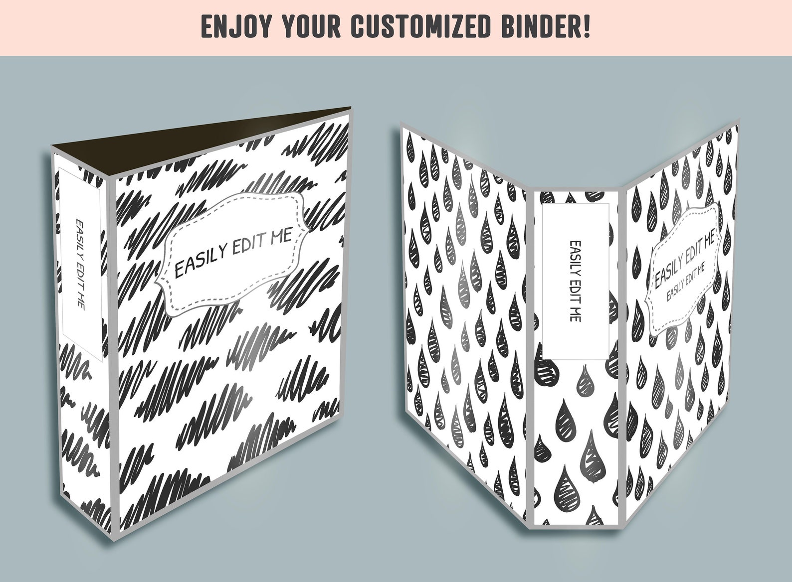 Texture Curved Lines Binder Cover 10 Printable & Editable - Etsy