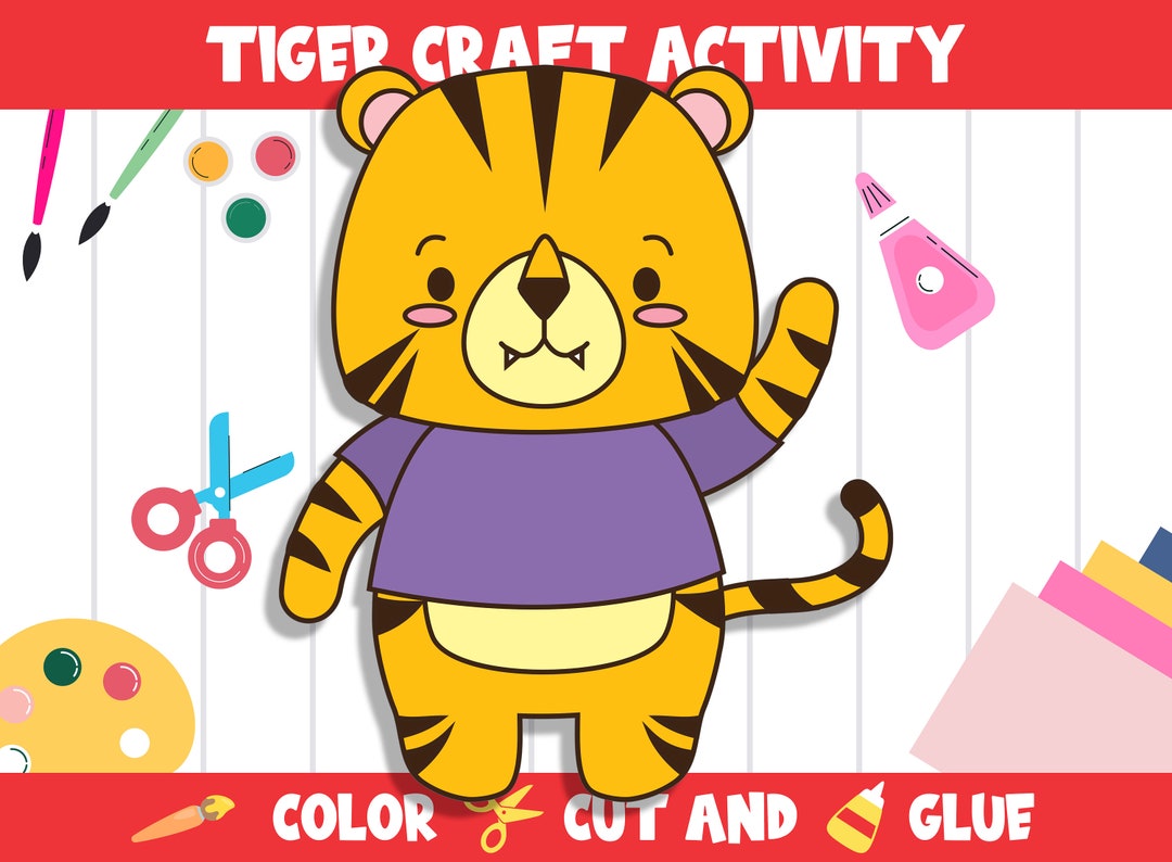 Cute Tiger Craft Activity - Color, Cut, and Glue for Prek to 2nd Grade ...
