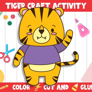 Cute Tiger Craft Activity - Color, Cut, and Glue for Prek to 2nd Grade ...