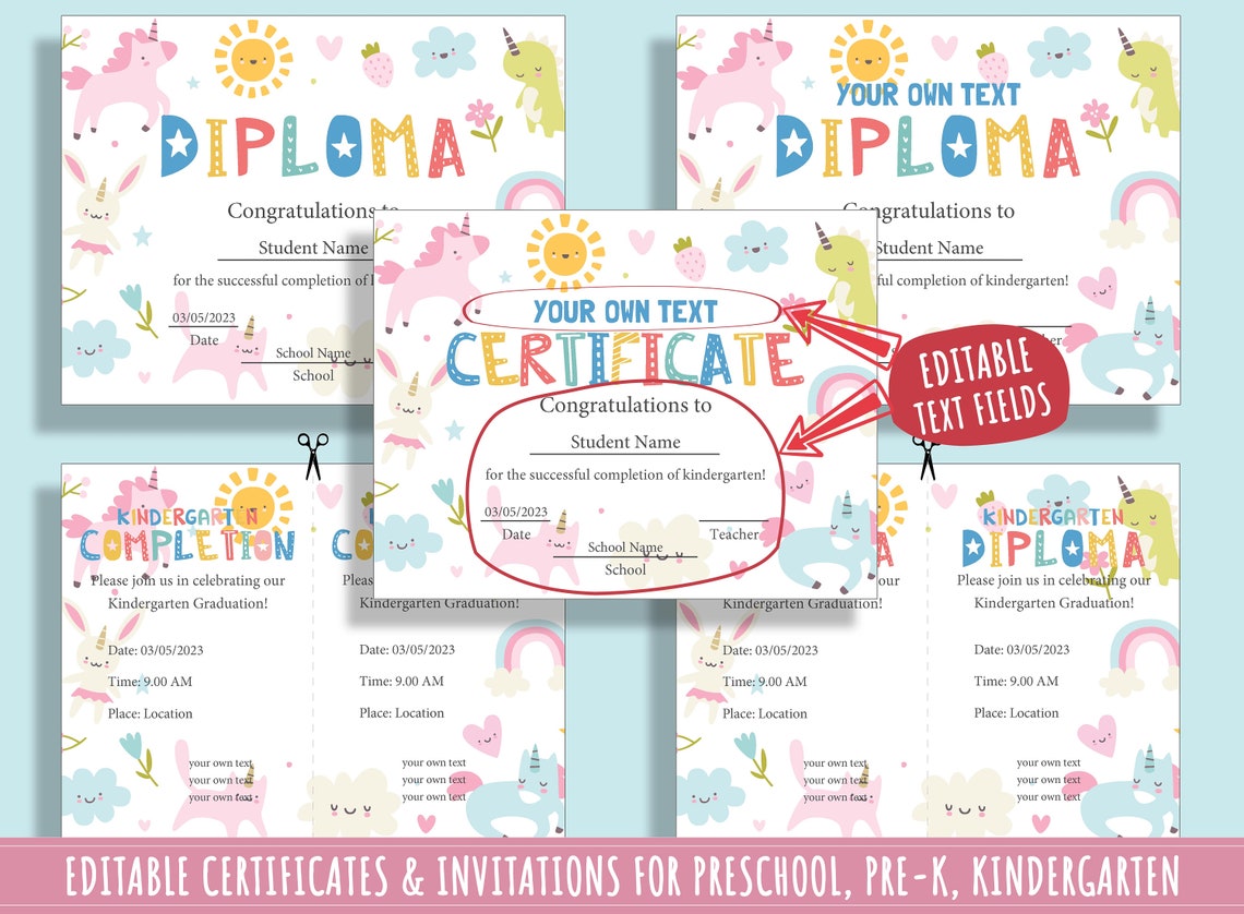 Editable Graduation Certificates, Diplomas, and Invitations Template ...