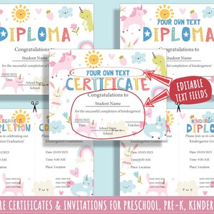 Editable Graduation Certificates, Diplomas, and Invitations Template ...