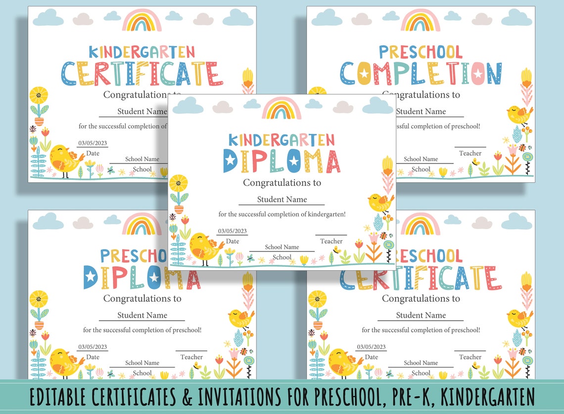 Diplomas, Certificates and Graduation Invitations for Preschool, Pre-k ...