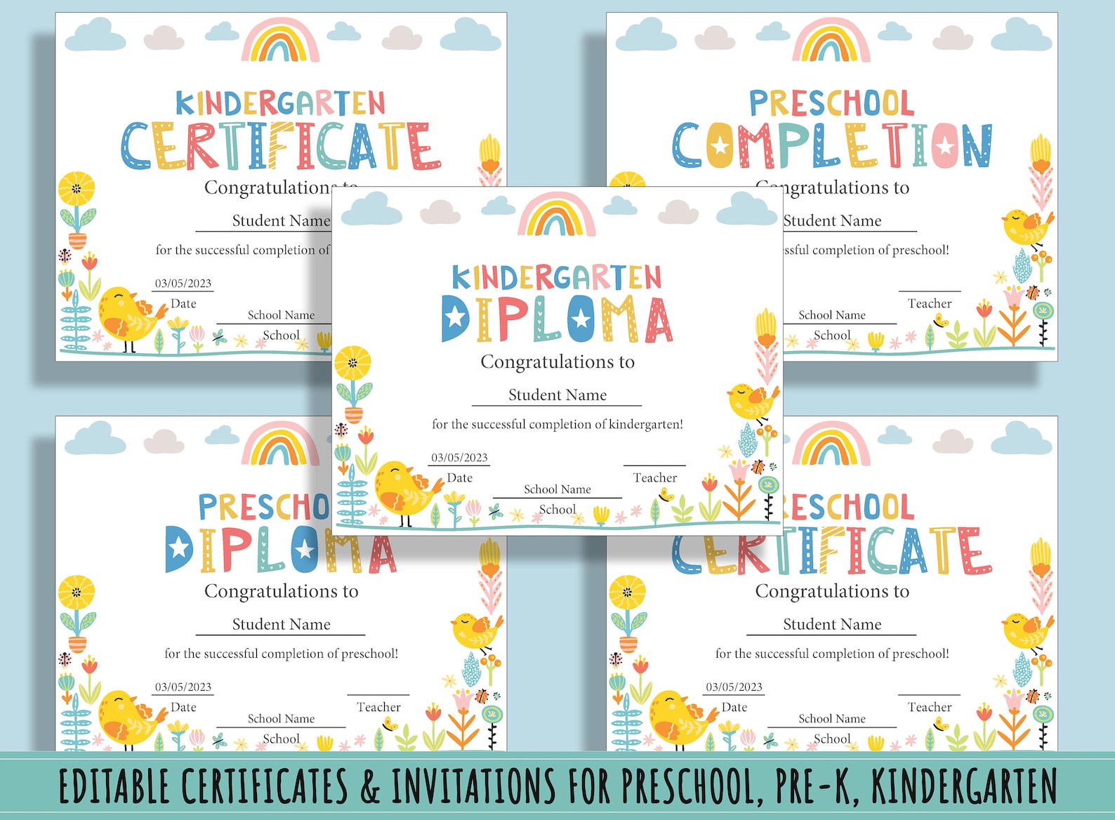 Diplomas, Certificates and Graduation Invitations for Preschool, Pre-k ...