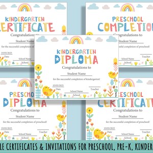 Diplomas, Certificates and Graduation Invitations for Preschool, Pre-k ...