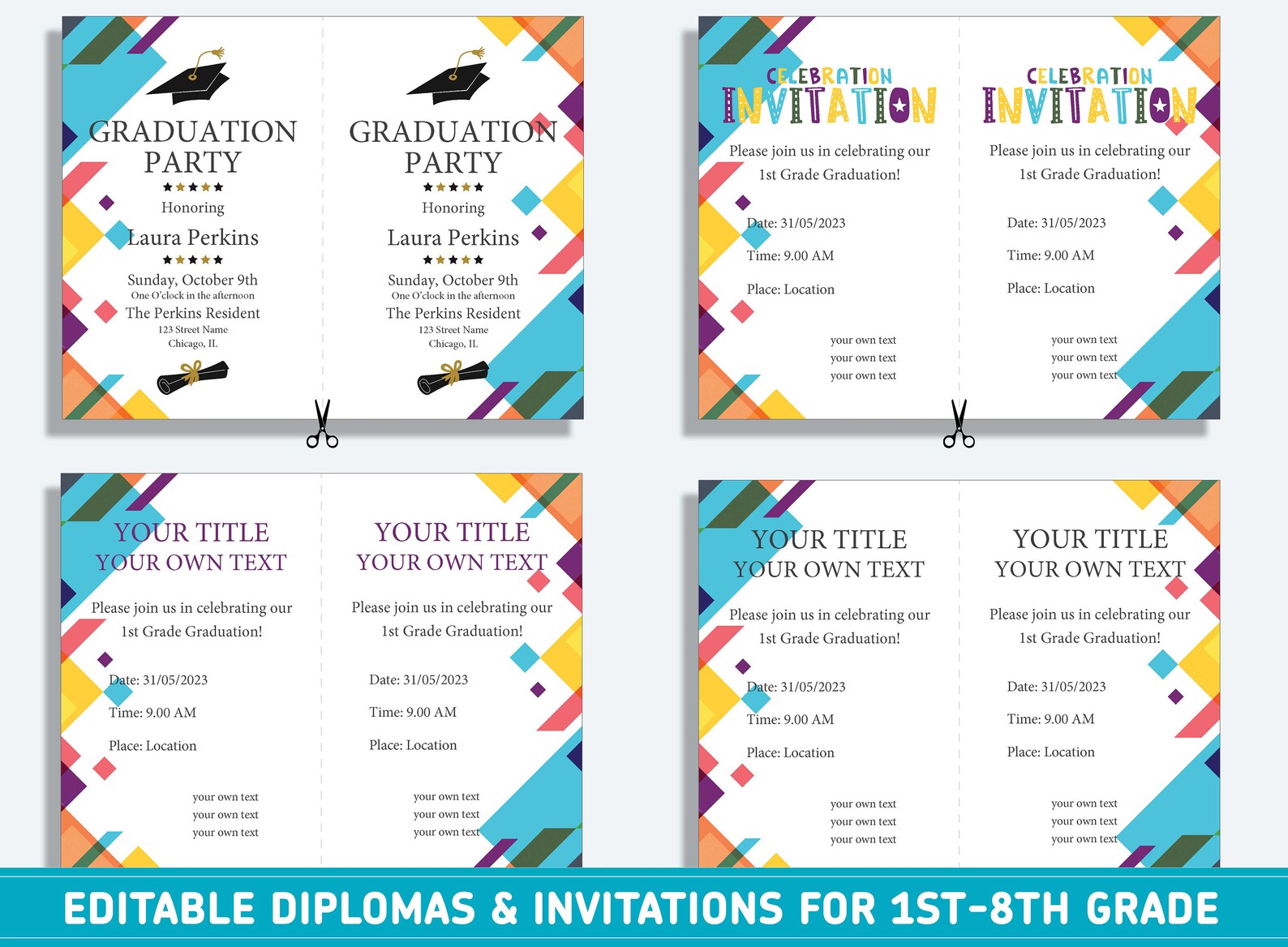 Editable 3rd Grade Diploma, 1st to 8th Grade Diploma, Certificate of ...