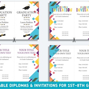Editable 3rd Grade Diploma, 1st to 8th Grade Diploma, Certificate of ...