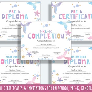 Editable Diplomas, Certificates, Invitations for Prek, K, 1st, and 2nd ...