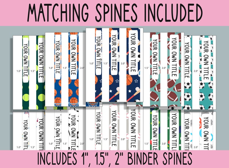 10 Editable Sports Pattern Binder Covers Includes 1 - Etsy