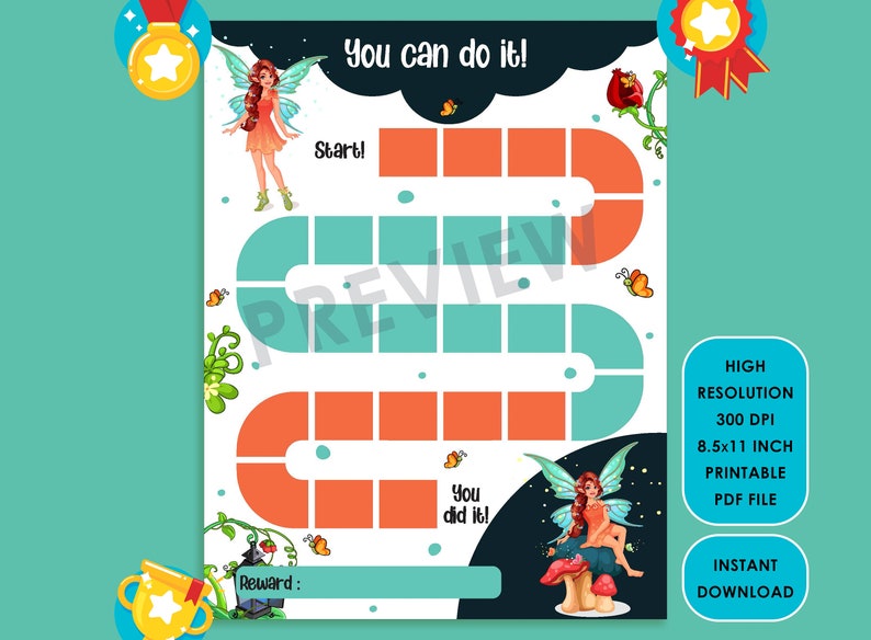 Printable Beautiful Flower Fairy Reward Chart Behavior Chart - Etsy