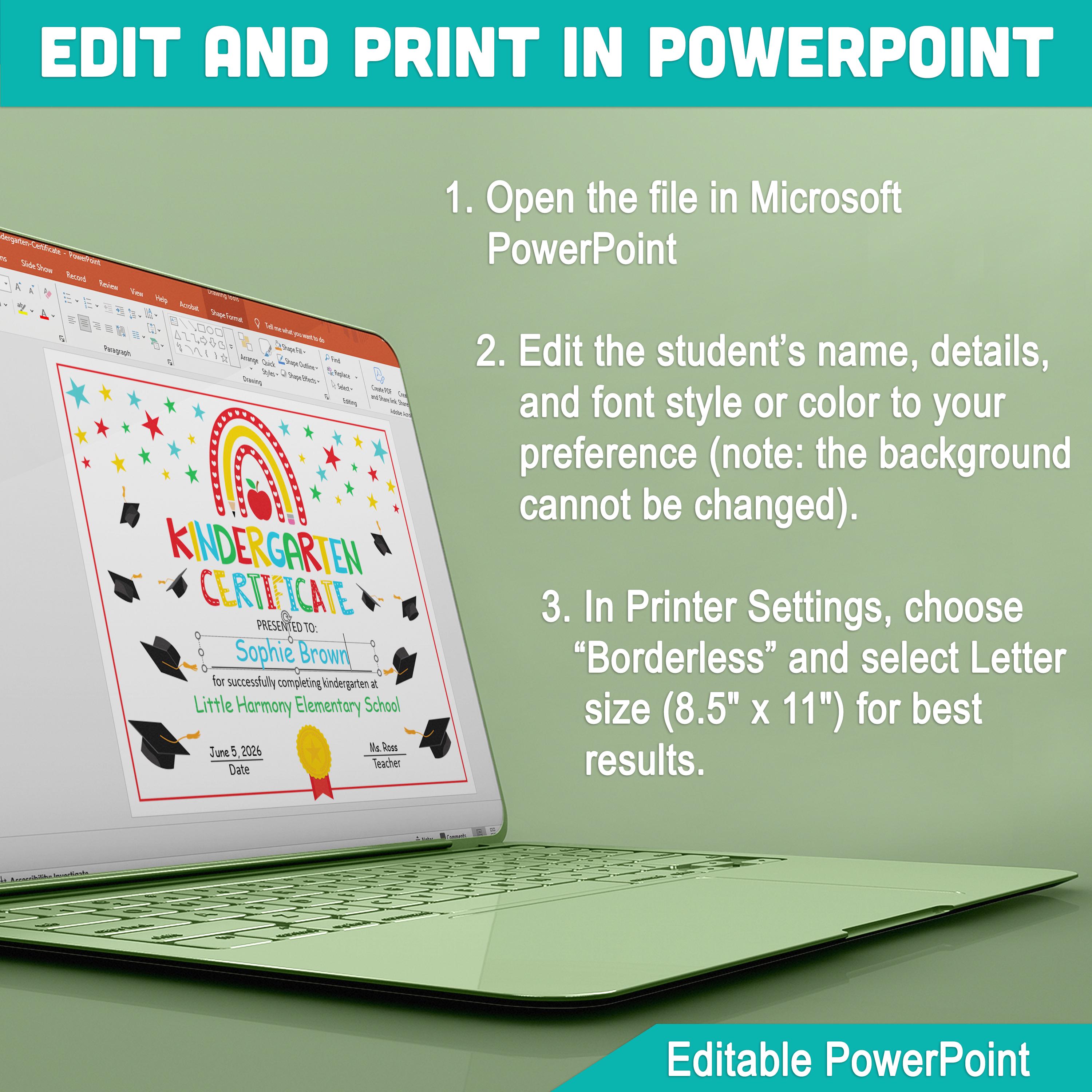 Editable Kindergarten Moving up Certificate – Rainbow Graduation ...