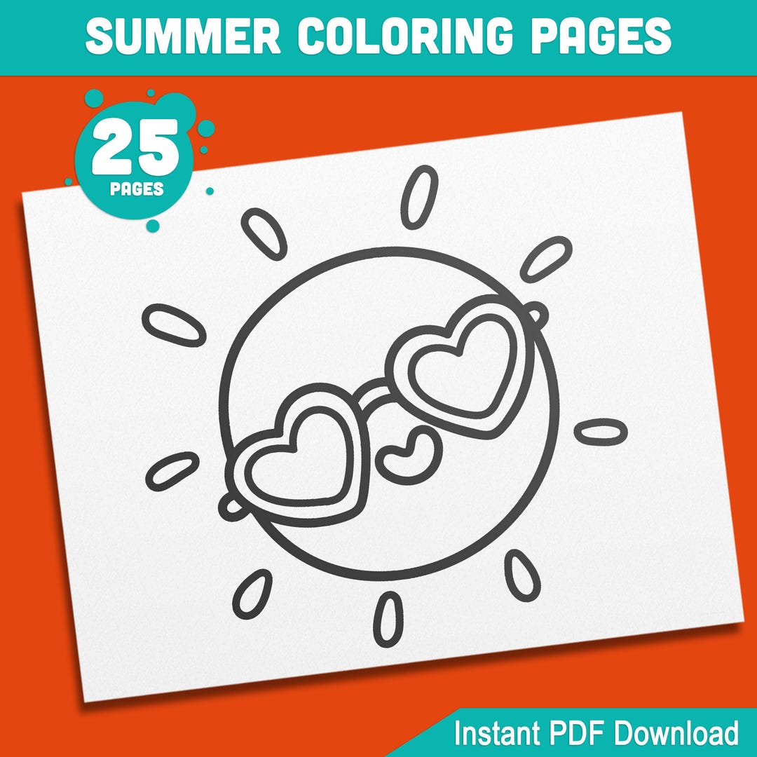 25 Cute Simple Summer Coloring Pages for Kids: High-resolution PDF Book ...
