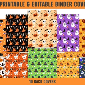 Halloween Binder Cover, 10 Printable & Editable Binder Covers+spines ...
