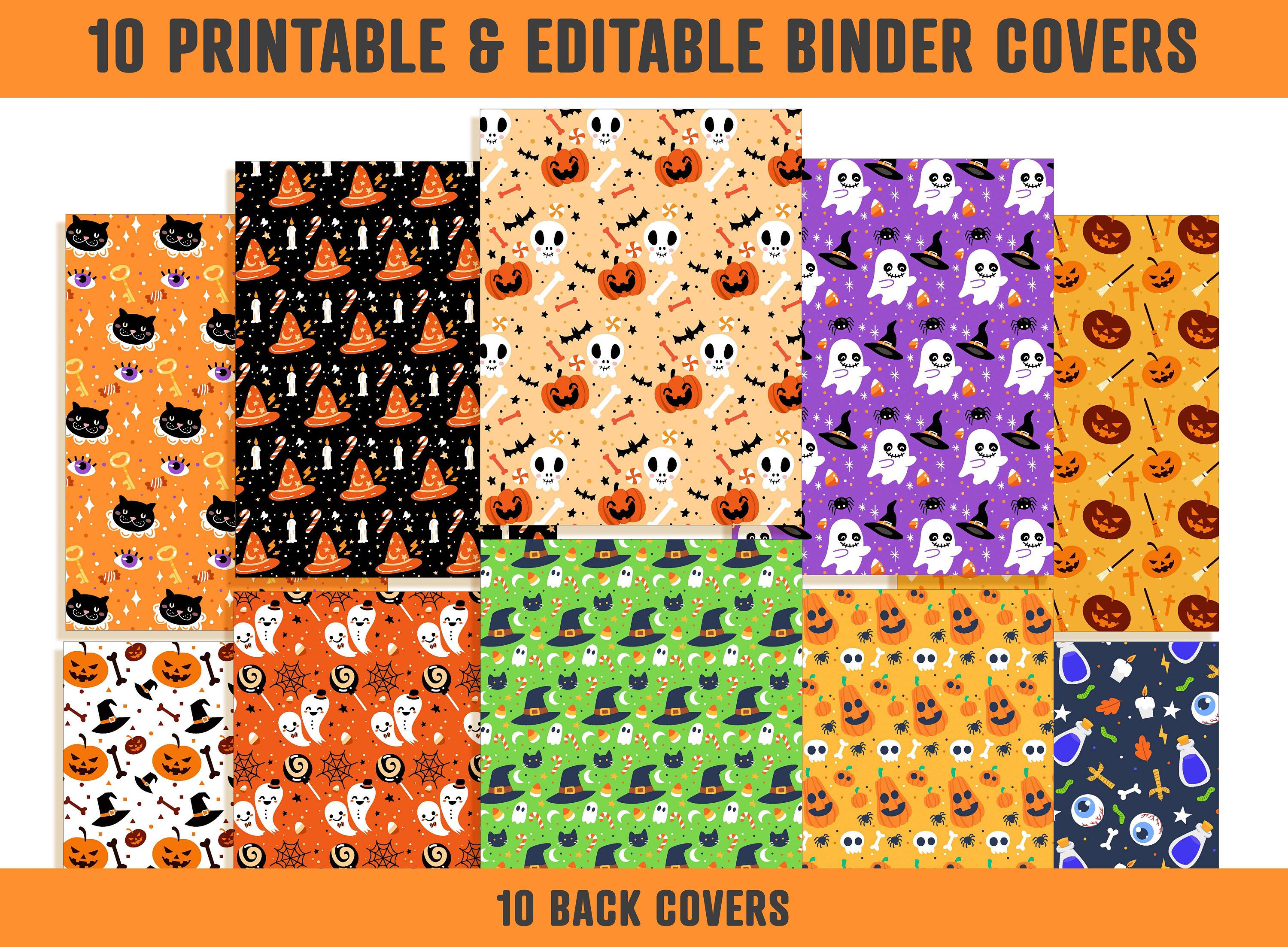 Halloween Binder Cover 10 Printable & Editable Binder - Etsy